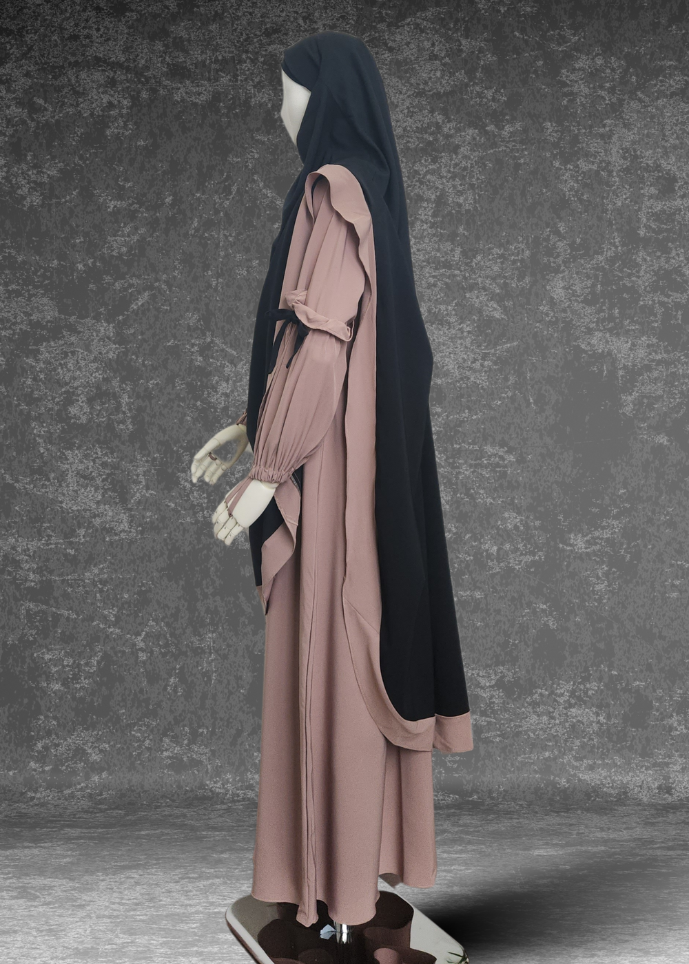 Elegant Modest Abaya With Matching Extra Long Khimar- Azela Set – Khushu Modest Wear