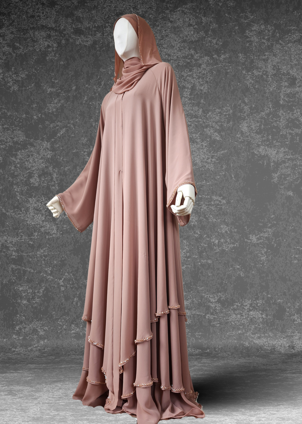 Dubai three Layered Abaya Luxury Premium Chiffon – Khushu Modest Wear